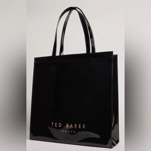 Ted Baker | Bags | Ted Baker Vegan Patent Leather Tote Bow Bag Black ...